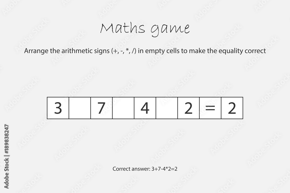 Mathematics game for children, find a solution, education game for kids ...