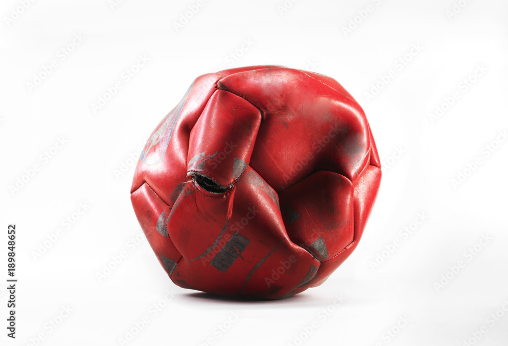 Damaged soccer ball isolated on white background Stock Photo | Adobe Stock