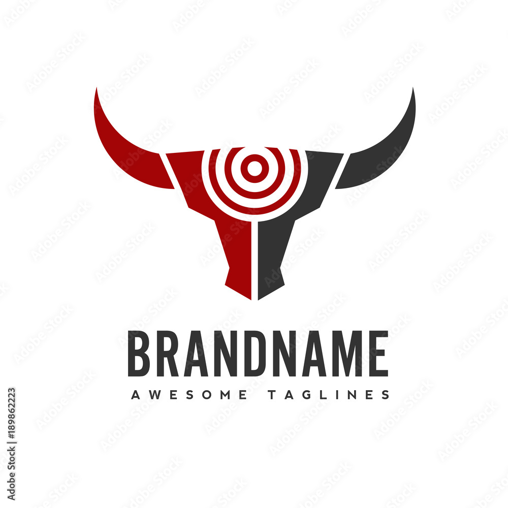 Bull head target vector logo concept illustration, Buffalo head target ...