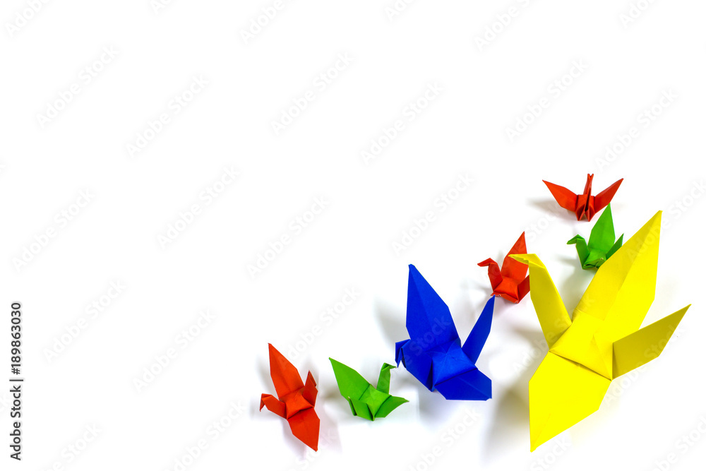 Origami birds on white background Stock Photo | Adobe Stock
