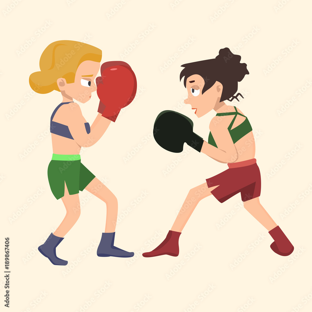 Girl Boxing Cartoon