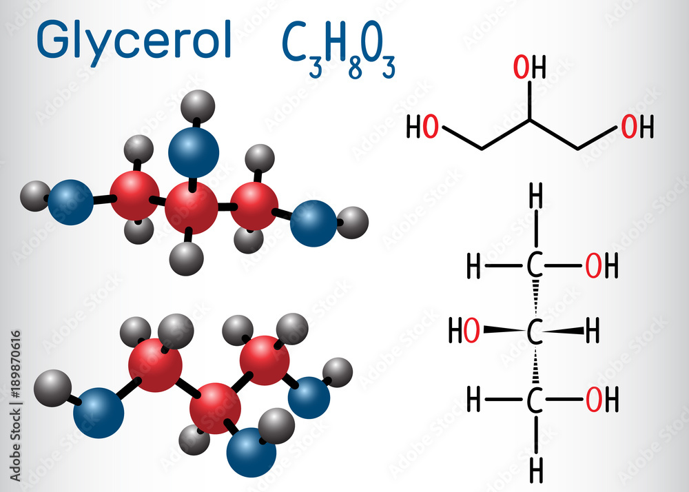 Vecteur Stock Glycerol (glycerine) molecule. Structural chemical ...