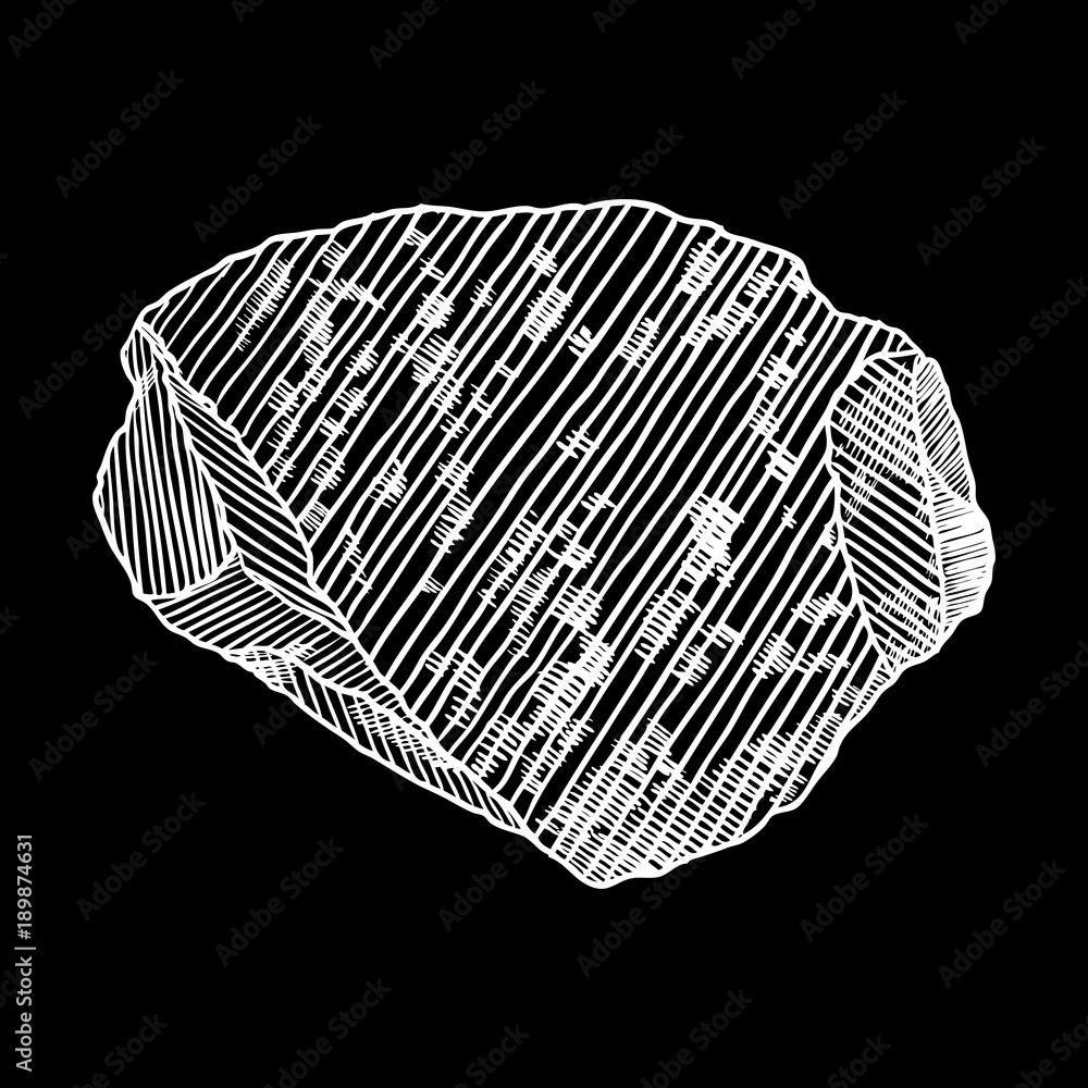 Rock stone hand drawn style. Big Boulder. Cracked and damaged stone ...