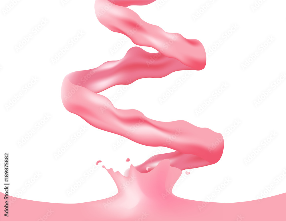 pouring pink strawberry milk and cream vector / milk splash Stock ...