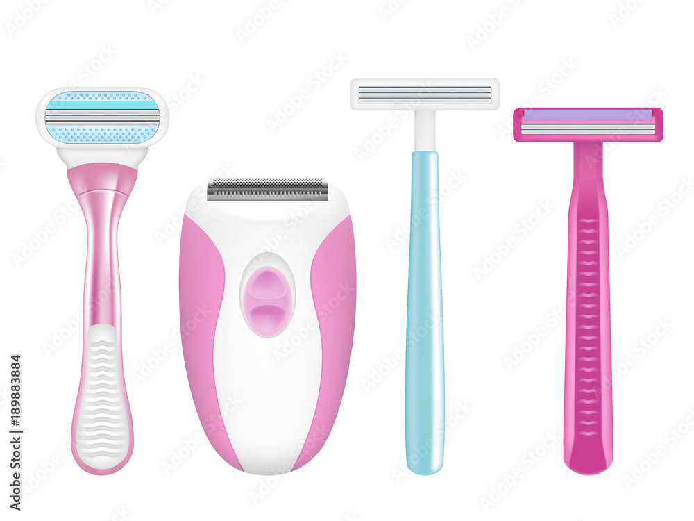 Poster Shaving razor mockup set, vector realistic illustration ...