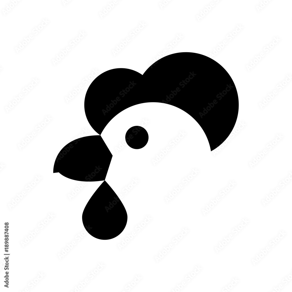 Logotipo cabeza de gallina negro en fondo blanco Stock Vector | Adobe Stock