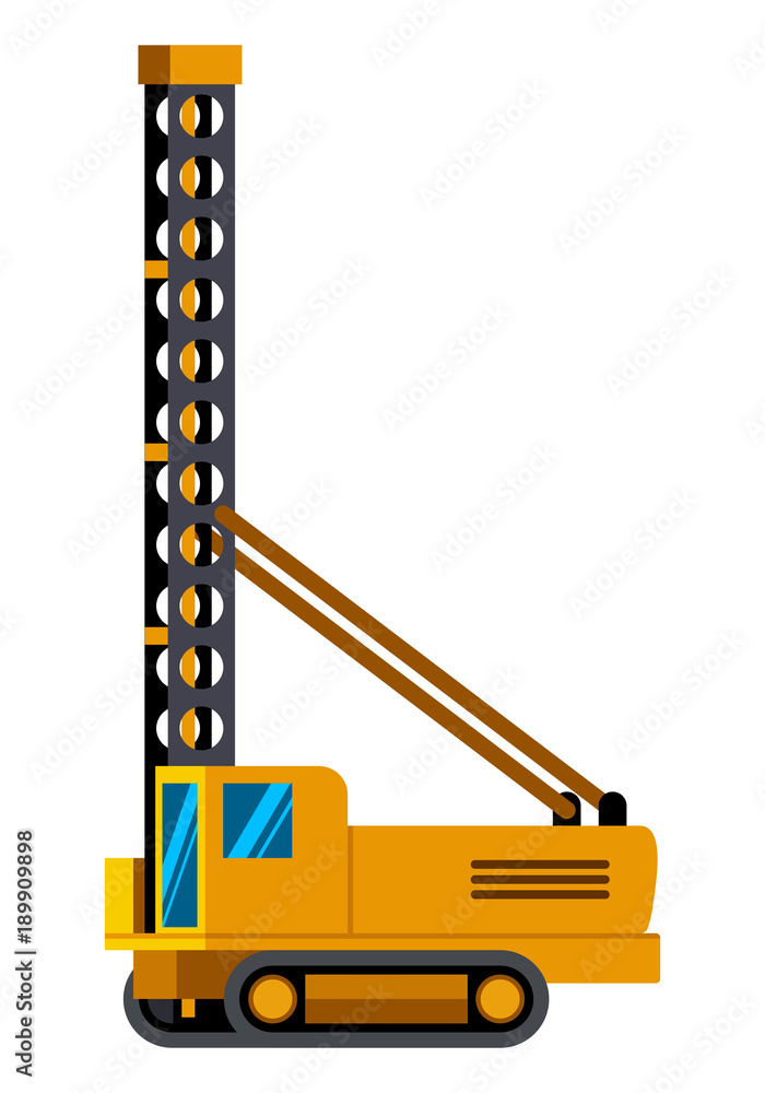 Mining rotary drill minimalistic icon isolated. Construction equipment ...