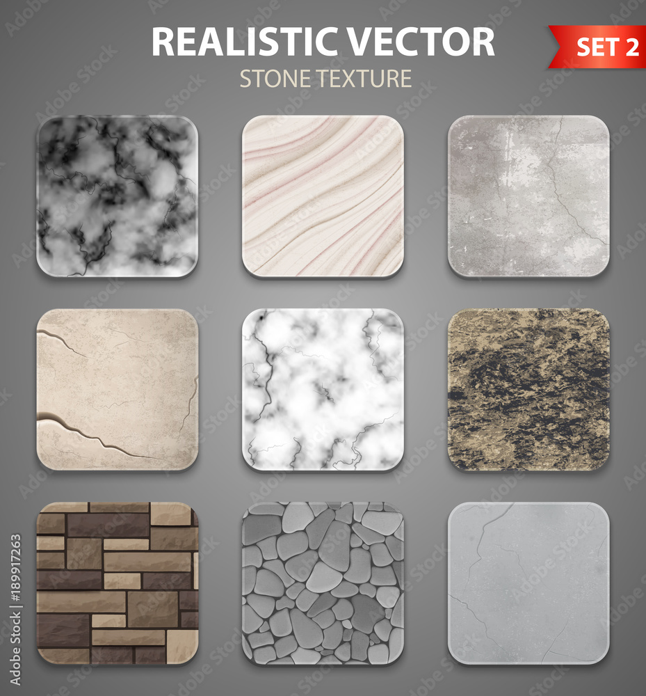 Stone Texture Samples Realistic Set Stock Vector | Adobe Stock