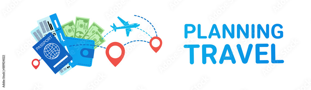 Travellling Planning Template Horizontal Banner Background Travel Icons ...