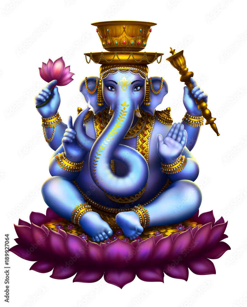 Ganesha white background Stock Illustration | Adobe Stock