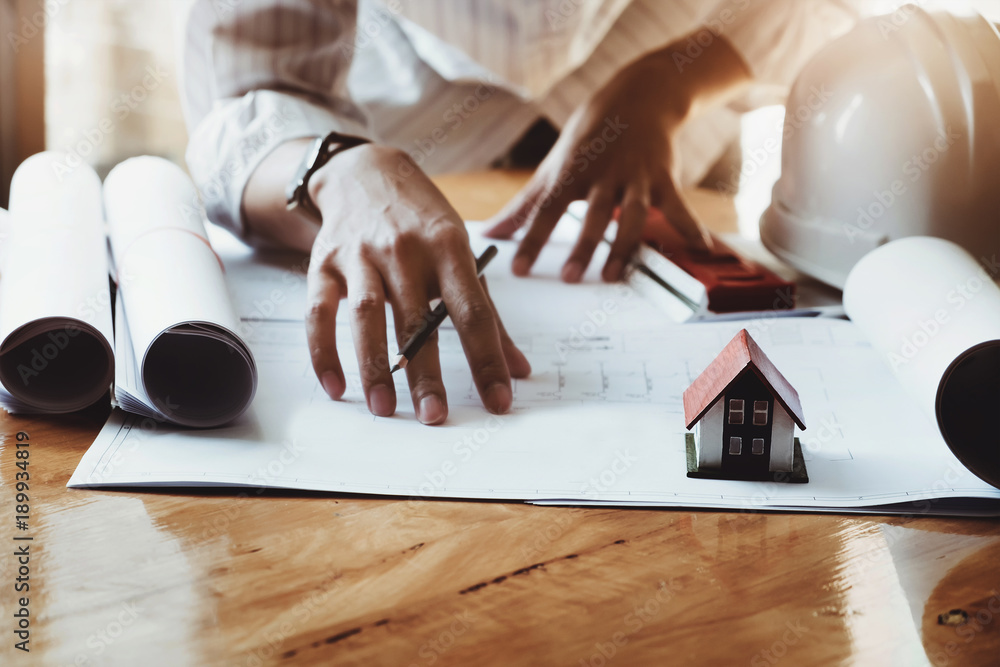 Focus house model, Engineers review the layout of the house in the ...