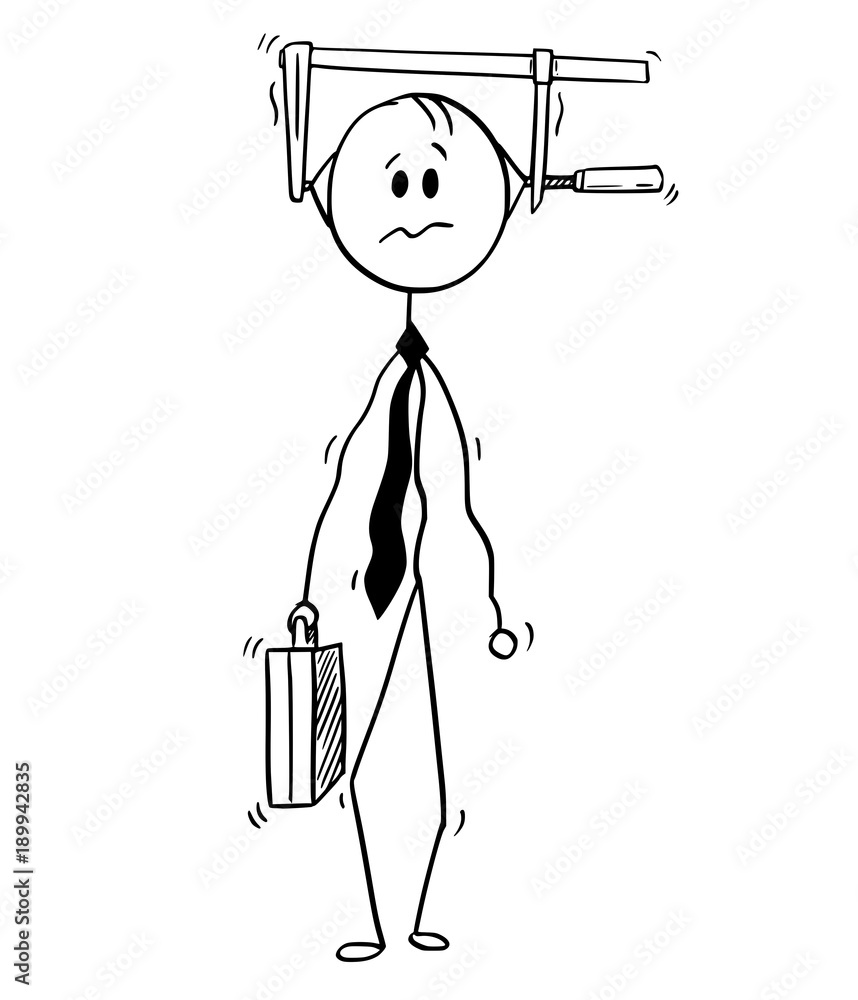 Cartoon stick man drawing conceptual illustration of businessman with ...