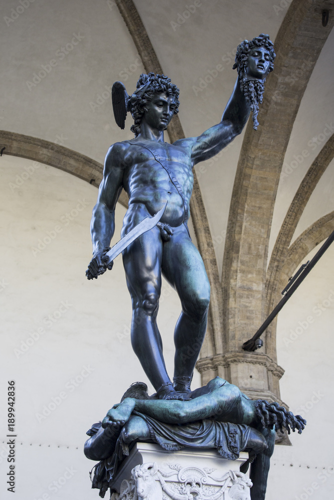 Perseus with the head of Medusa, bronze sculpture by Benvenuto Cellini ...