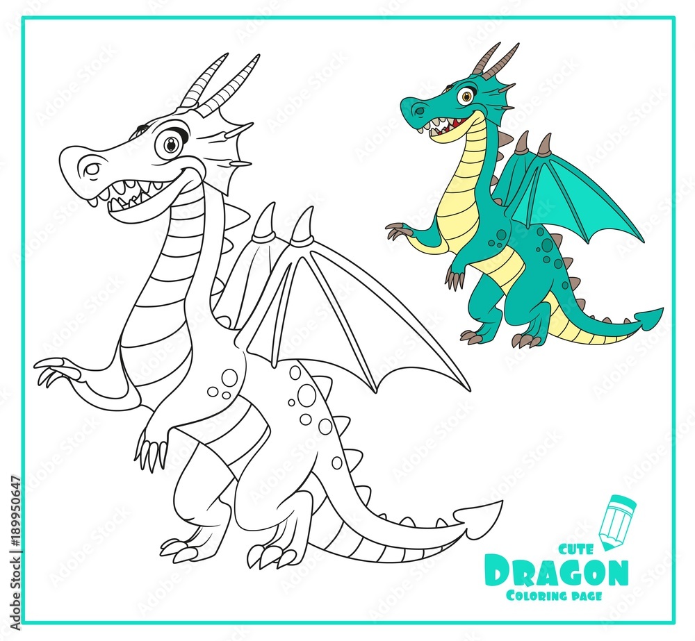 Cute Dragon Outline