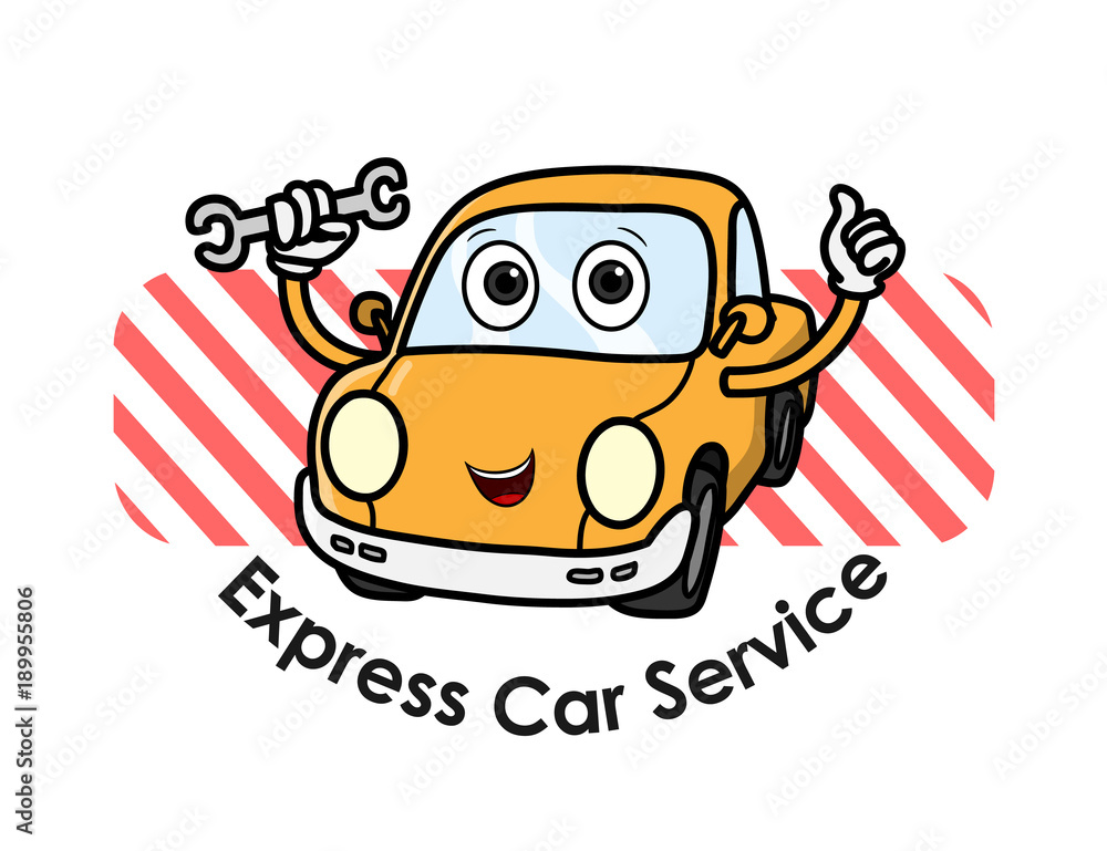 Express Car Service, a hand drawn vector cartoon illustration of a car ...