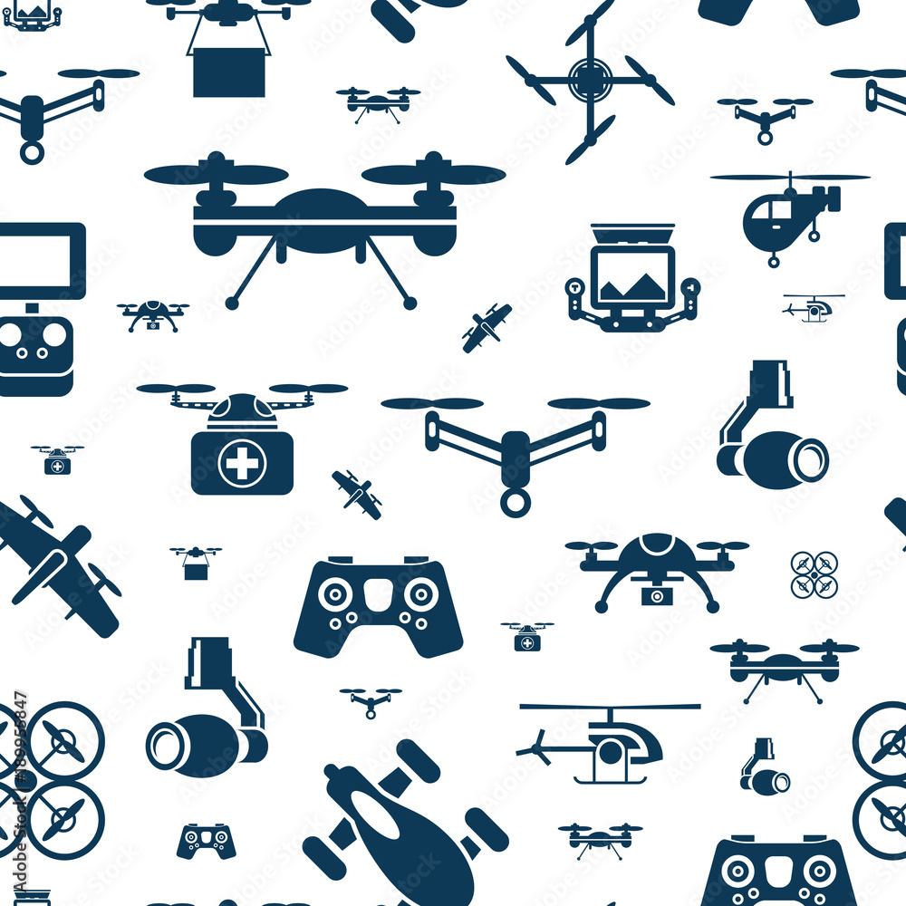 Digital vector flying drone objects color Stock Vector | Adobe Stock