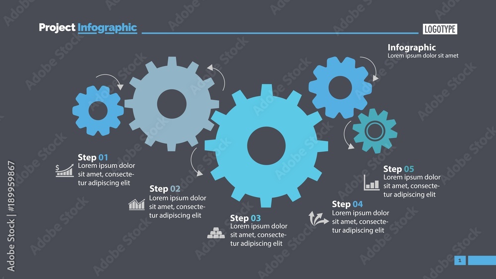 Cogwheel process chart design Stock Vector | Adobe Stock
