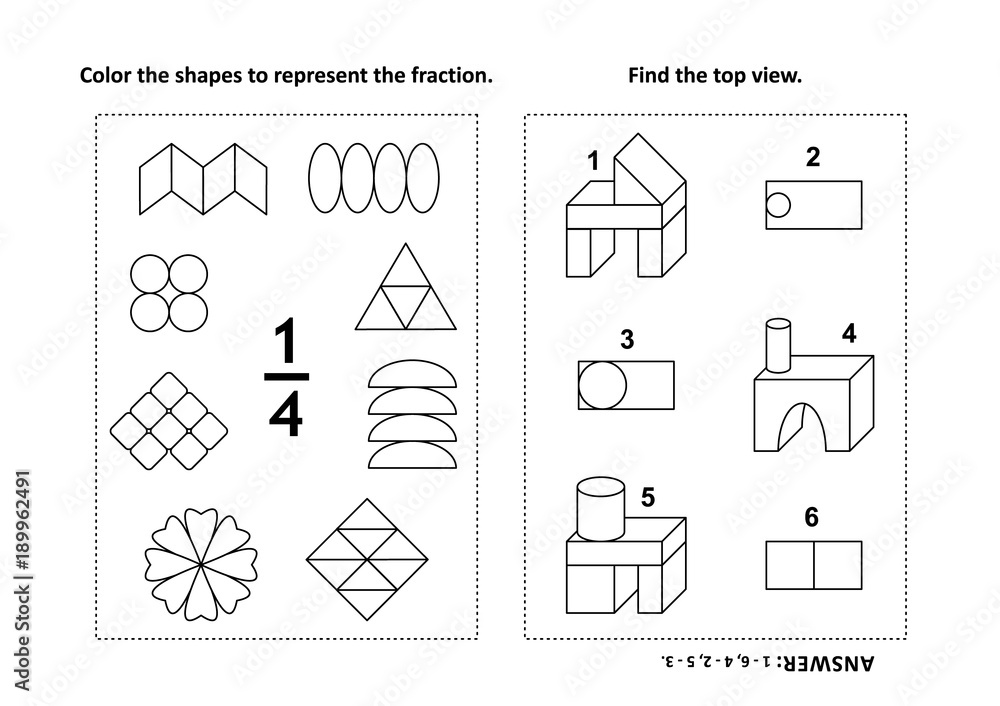Two visual math puzzles and coloring pages. Color the shapes to ...