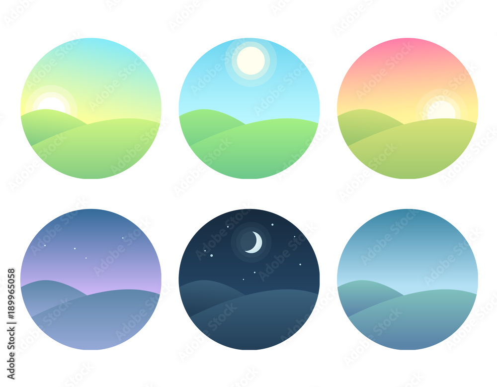 Landscape at different times of day Stock Vector | Adobe Stock
