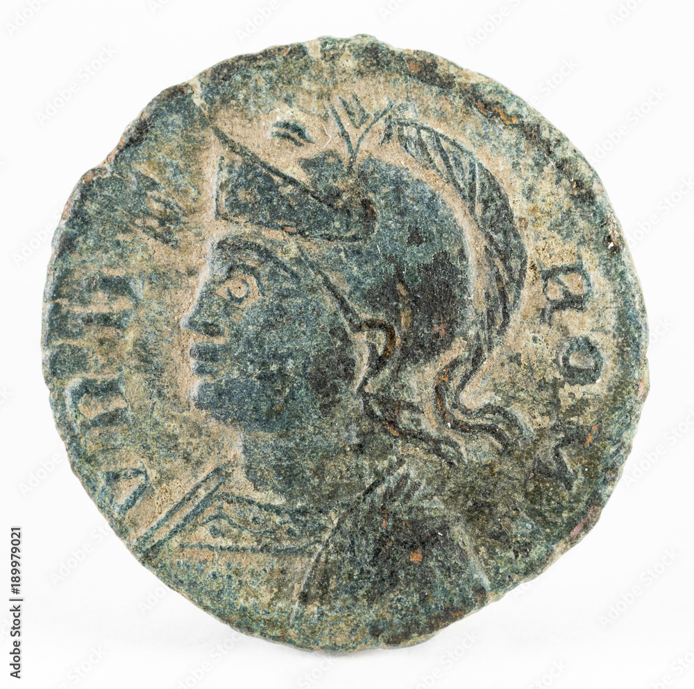 Ancient Roman copper coin of Vrbs Roma. Obverse. Stock Photo | Adobe Stock