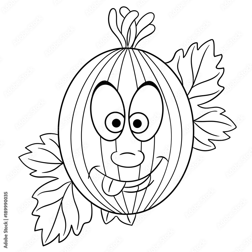 Coloring page. Cartoon Gooseberry. Happy Fruit character. Eco Food ...