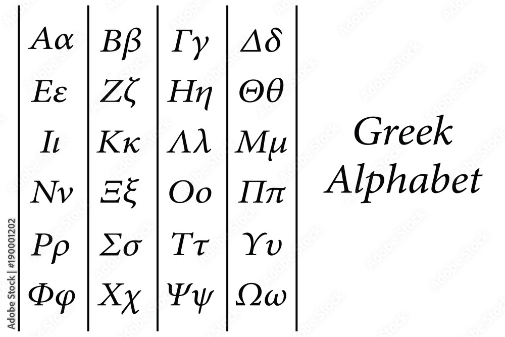 greek alphabet vector with uppercase and lowercase letters - school ...