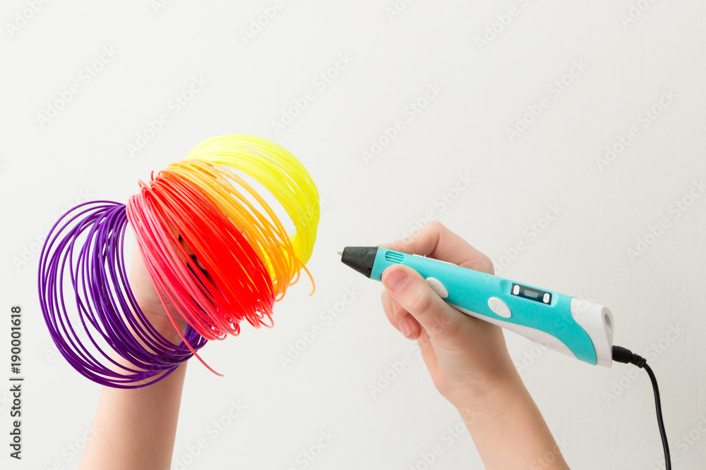 3d handle (pen). Colored plastic in coils. 3d paintings and figures ...
