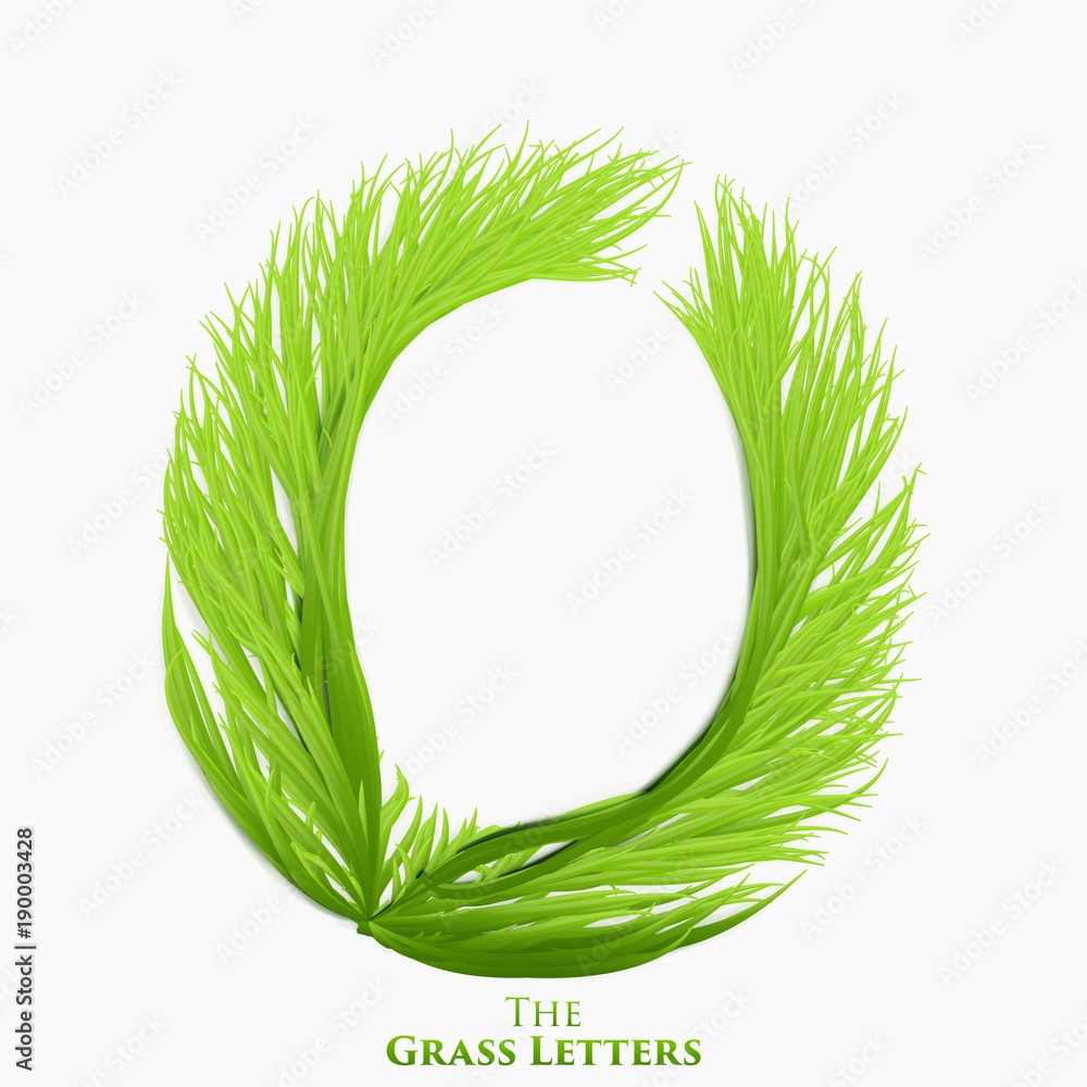 Vector letter O of juicy grass alphabet. Green O symbol consisting of ...