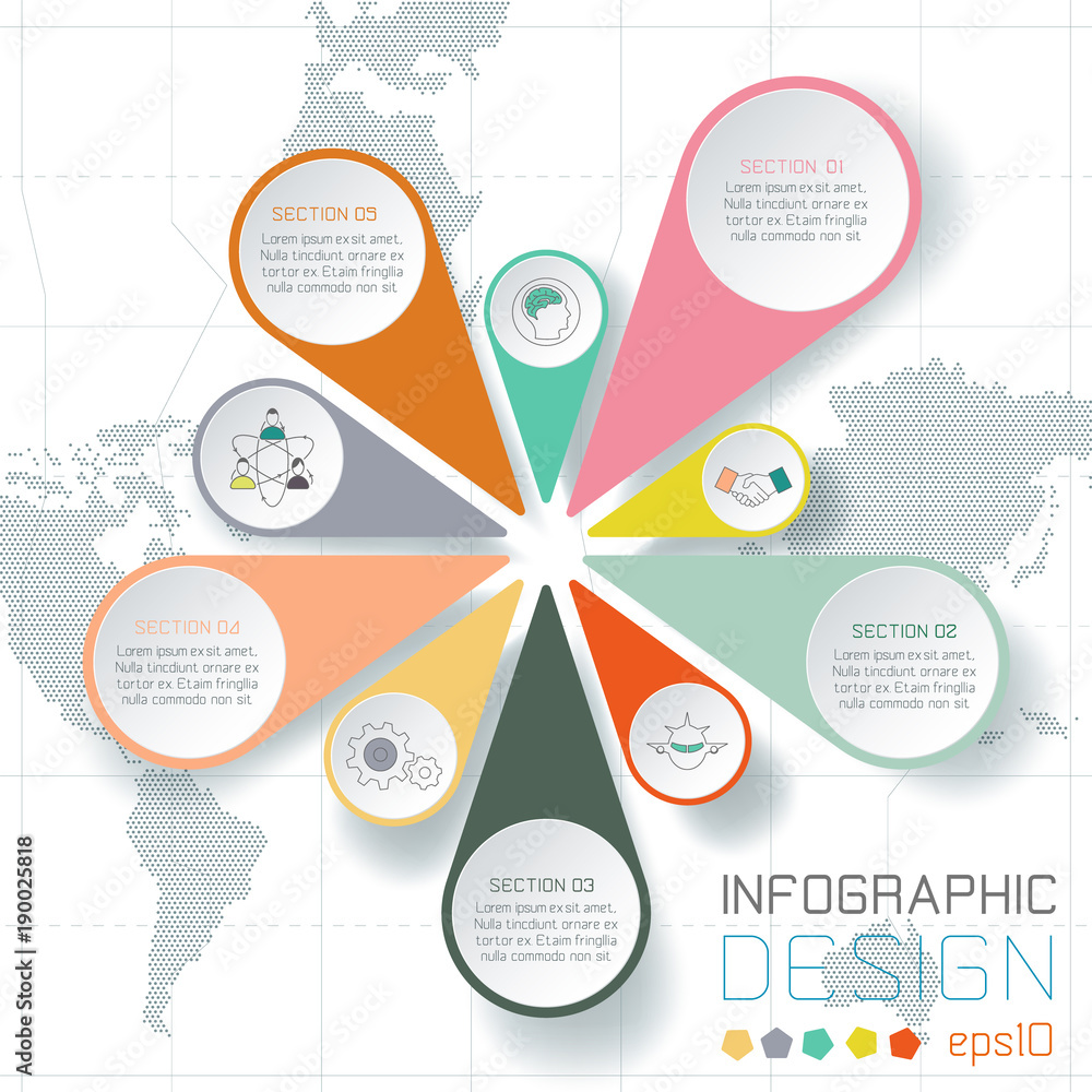 Business labels infographic on world map background. Stock Vector ...