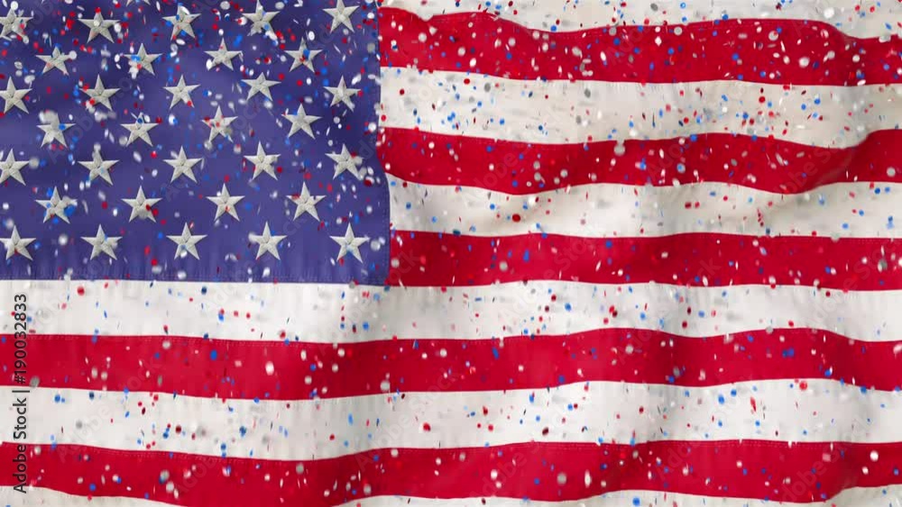 Patriotic confetti on USA flag background!! Red, white, and blue ...