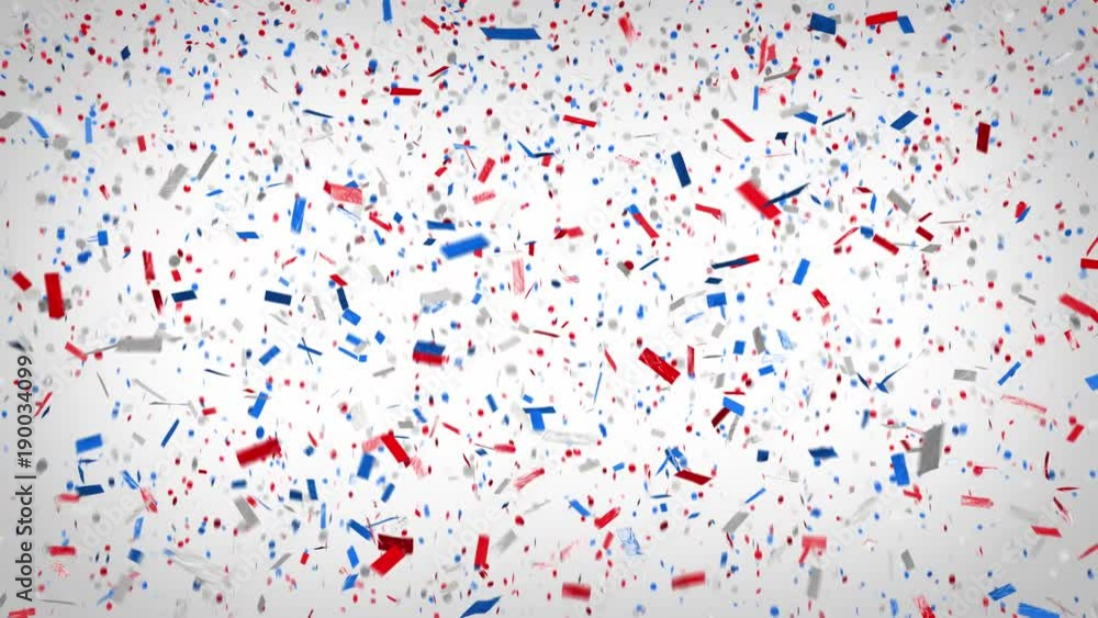 Patriotic confetti! Loopable red, white, and blue confetti falls and ...