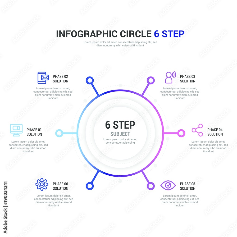 Circle 6 step Infographic Stock Photo | Adobe Stock