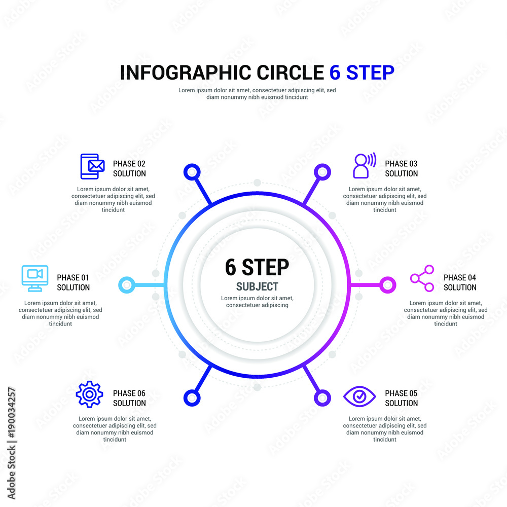 Circle 6 step Infographic Stock Vector | Adobe Stock