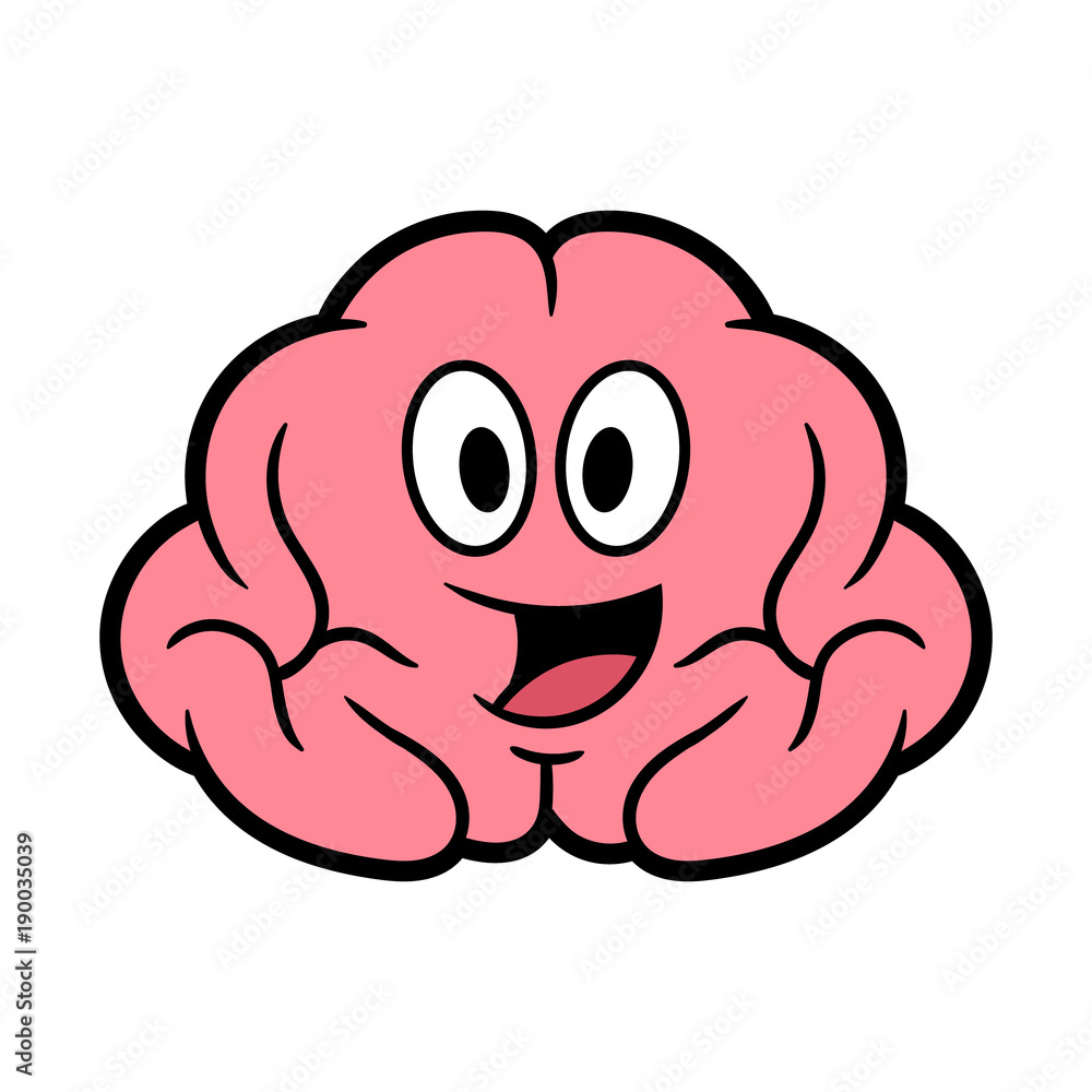 Cartoon Happy Brain Stock Vector | Adobe Stock