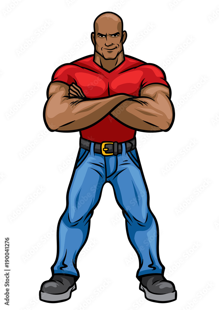 man with big muscle body posing Stock Vector | Adobe Stock