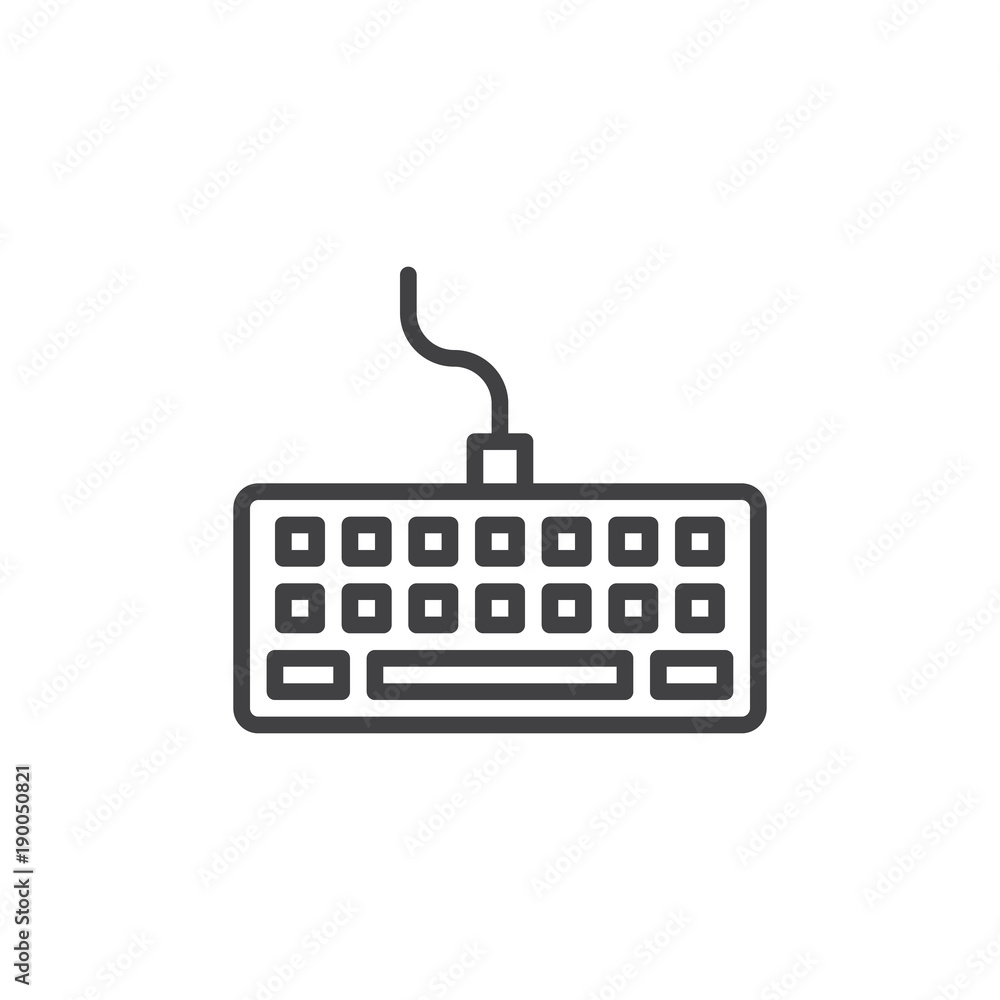 Computer keyboard line icon, outline vector sign, linear style ...