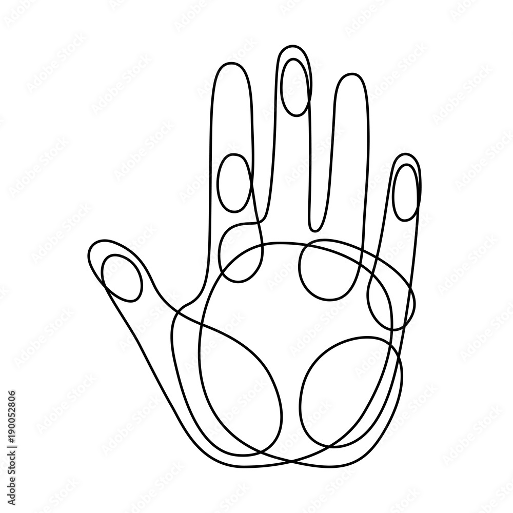 Endless line art illustration of hand. Continuous black outline drawing ...