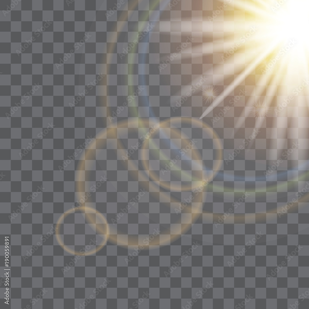 Glow sun light effect on transparent background. Vector Stock Vector ...