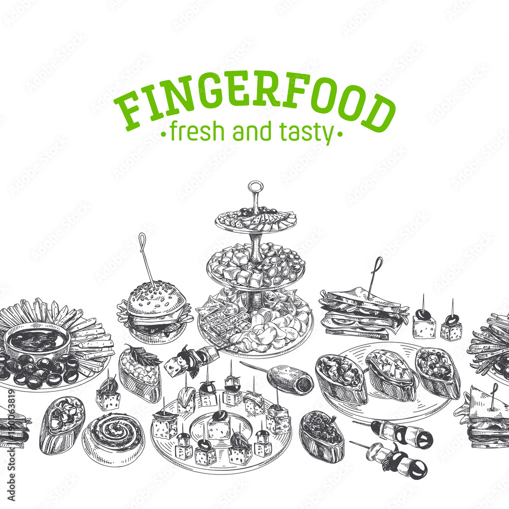 Beautiful vector hand drawn finger foods Illustration. Stock Vector ...