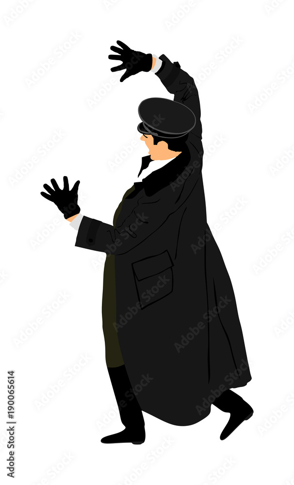 Nazi Germany soldier surrendering vector illustration. SS officer in ...