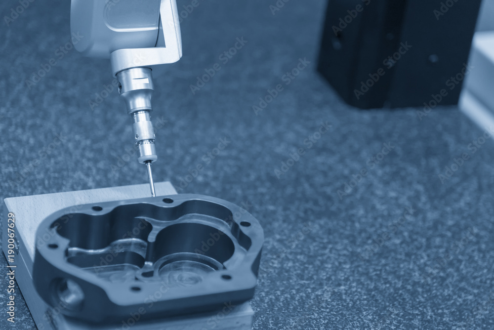 The multi-axis coordinate Measuring Machine, CMM prob measures the work ...