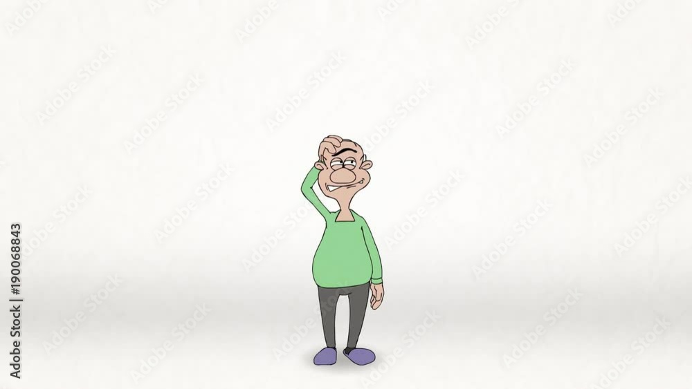 2D Cartoon Funny Character Man (Family man, common man...) chooses from ...