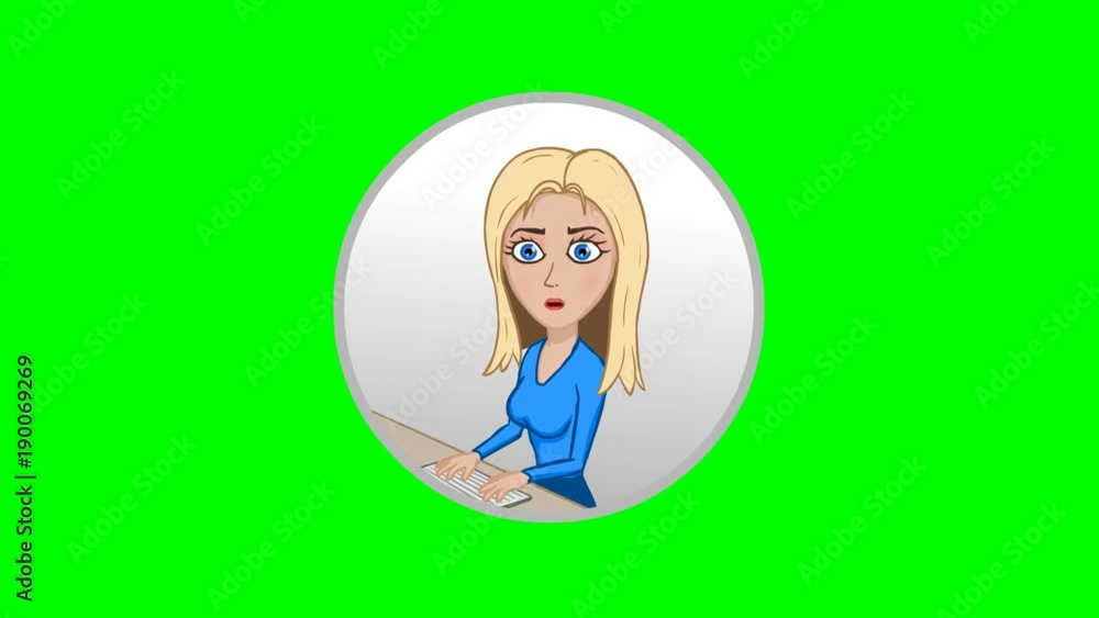 2D Cartoon character beautiful young woman (Office worker, Secretary ...