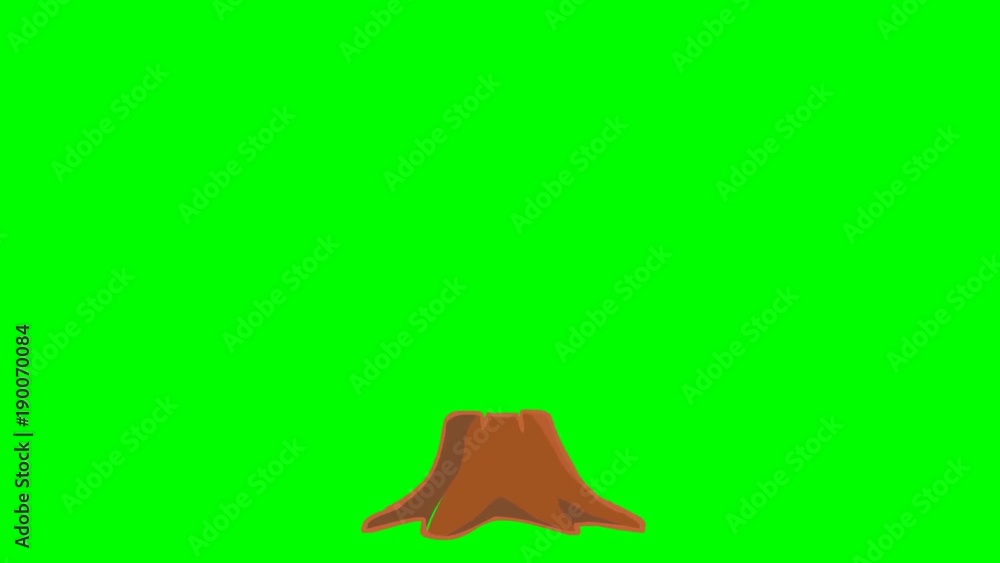 2D Cartoon Animated Volcano Erupts. Green screen - Chroma key. With ...