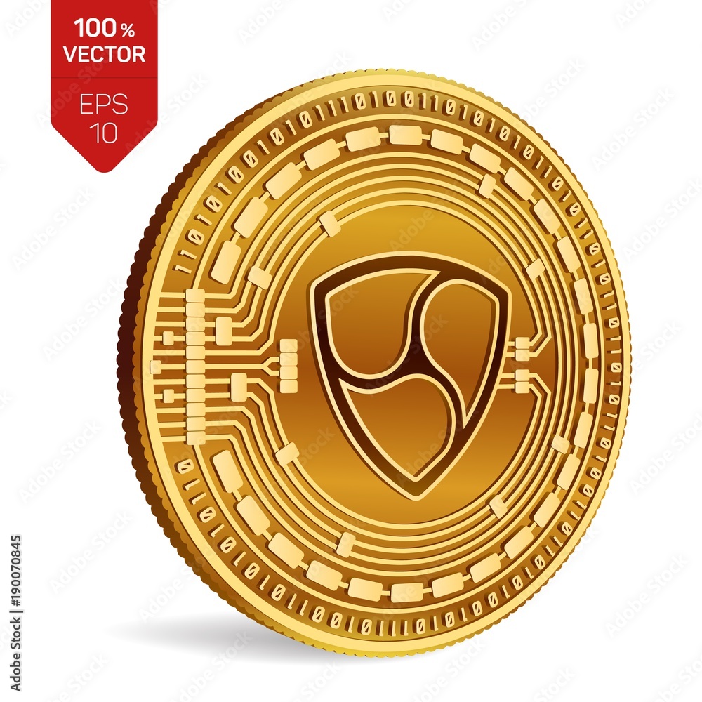 Nem. Crypto currency. 3D isometric Physical coin. Digital currency ...