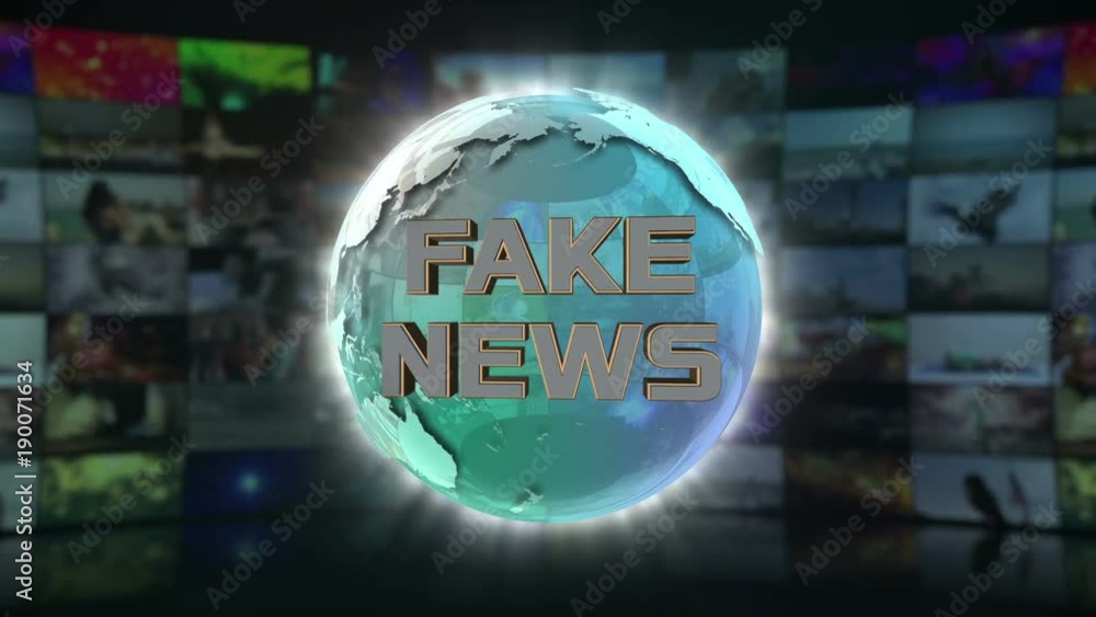 Fake News On Screen 3D Animated Text Graphics Over Spinning Animated ...