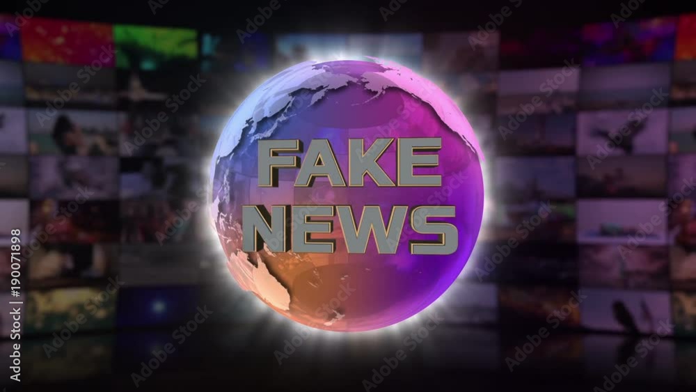 Fake News On Screen 3D Animated Text Graphics Over Spinning Animated ...
