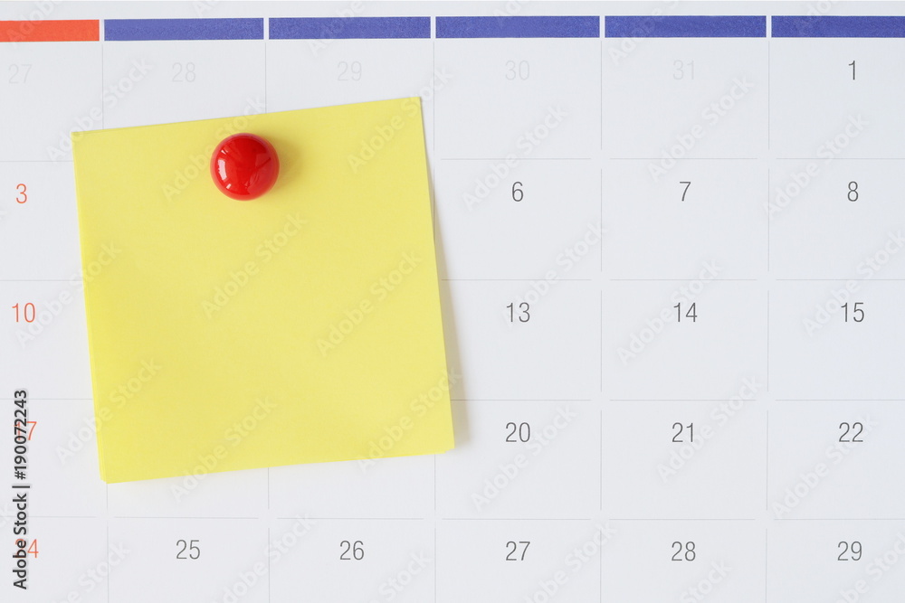 Paper notes on calendar with copy space for writing your work or new ...