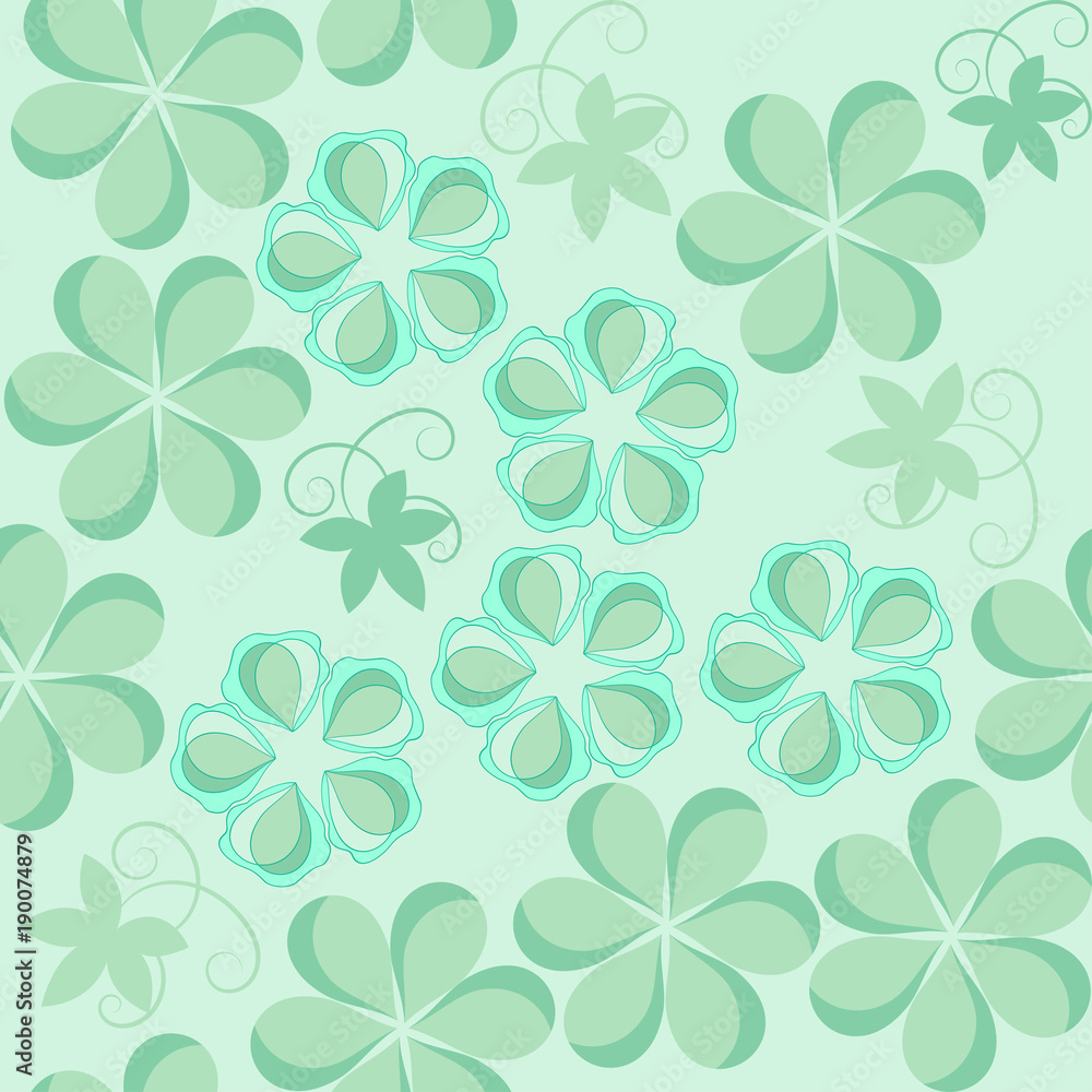 Vector seamless floral pattern in green pastel colors. Light green ...