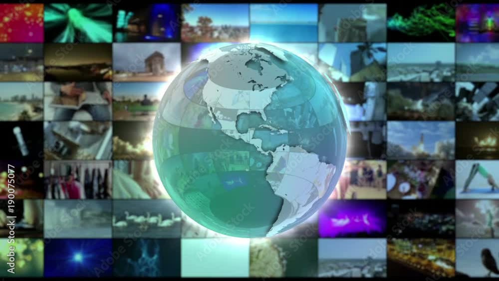 Stylish Shiny Colorful Glass Metal or Metallic Globe Animation Spinning ...